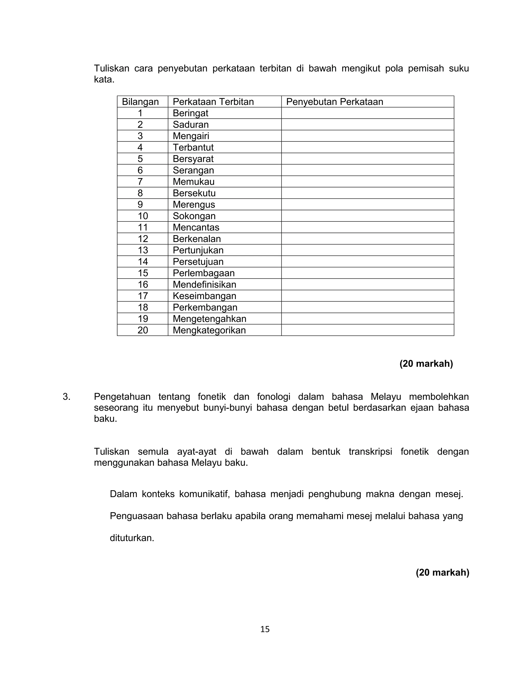 Contoh soalan fonetik pgsr | DOC