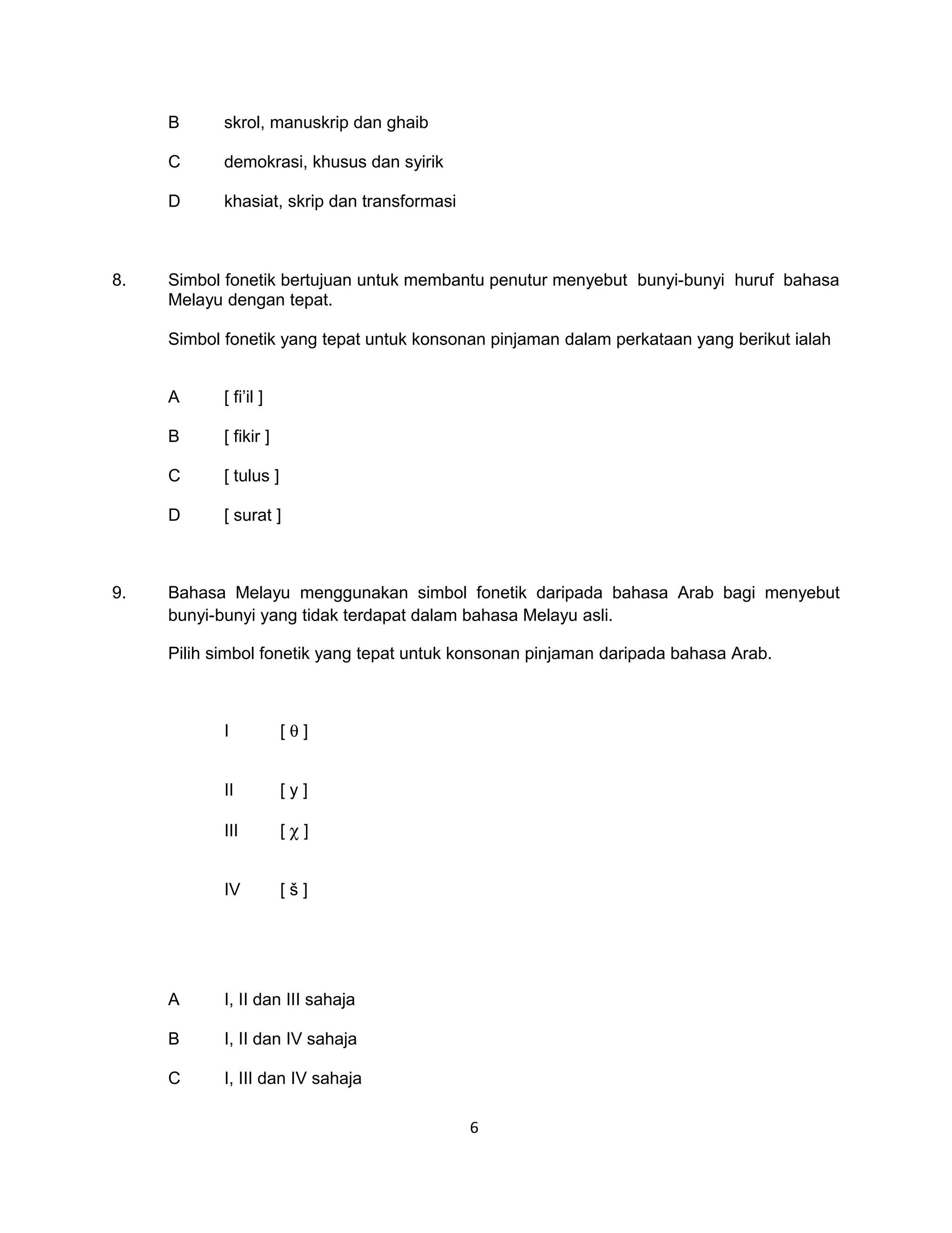 Contoh soalan fonetik pgsr | DOC