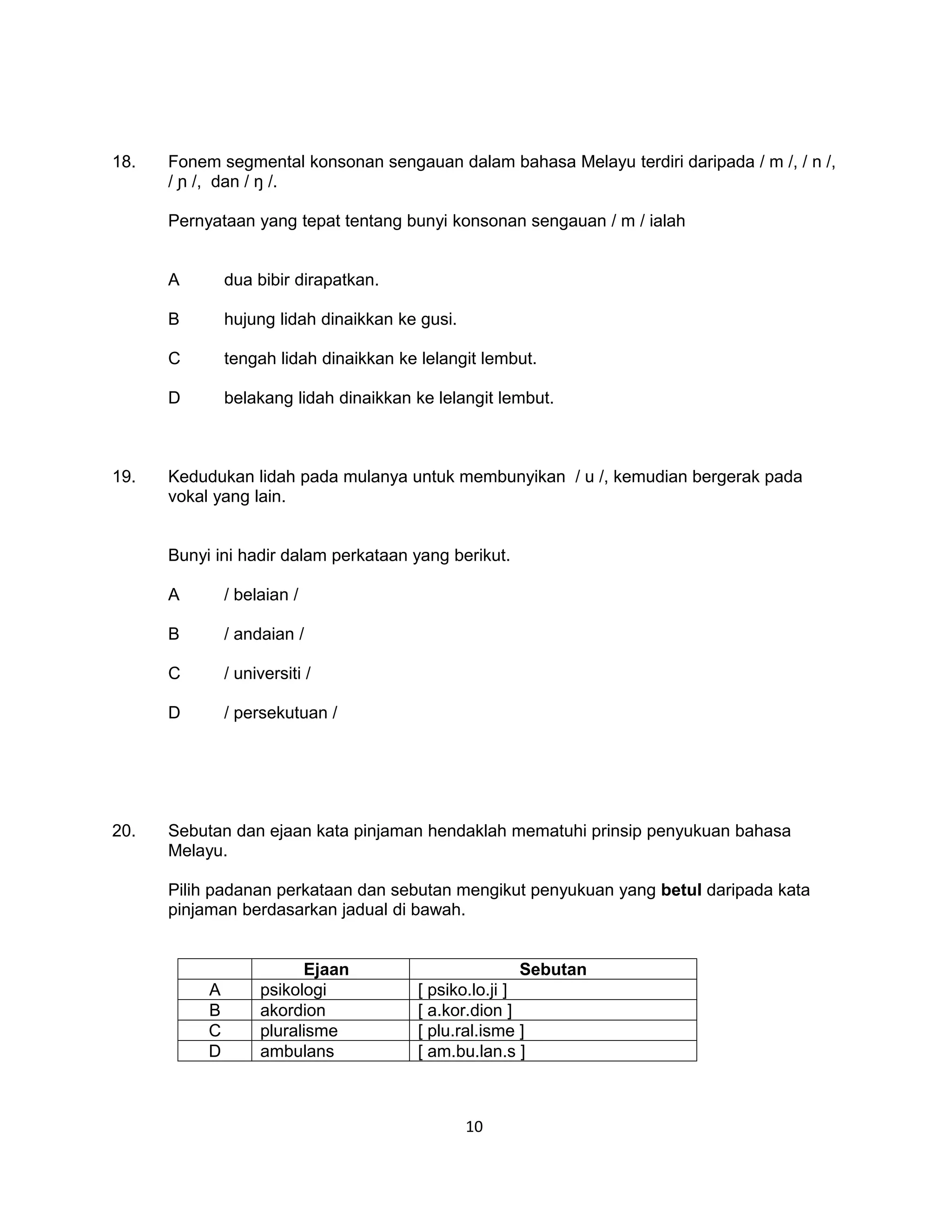 Contoh soalan fonetik pgsr | DOC