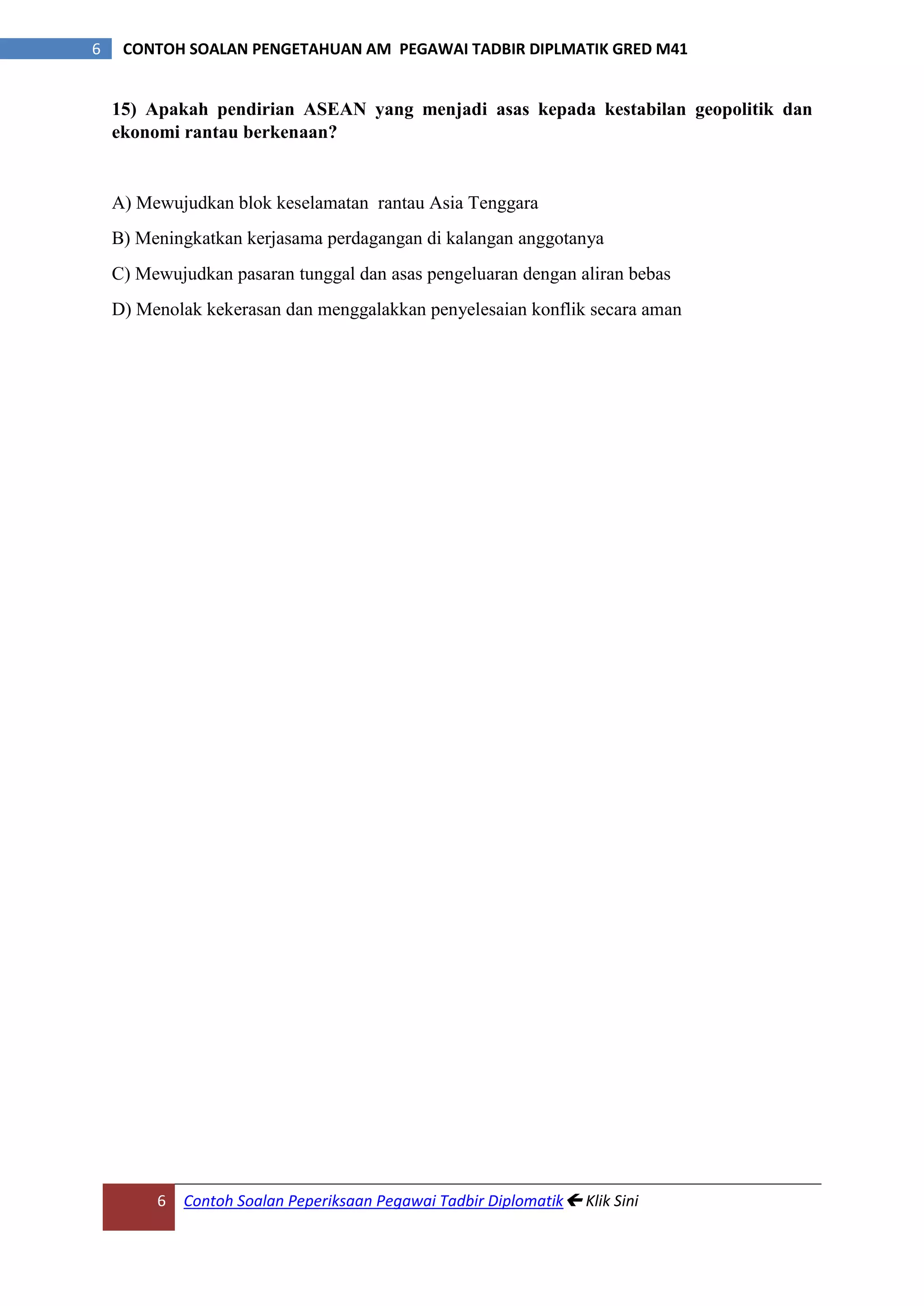 CONTOH SOALAN PTD/PEGAWAI TADBIR DIPLOMATIK | PDF