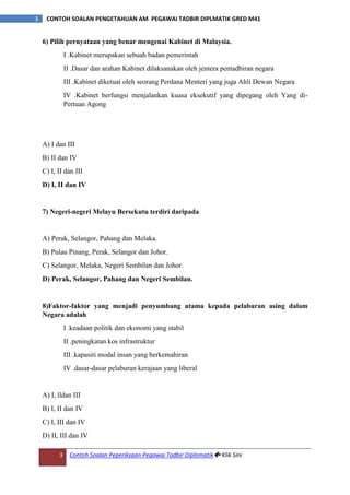 CONTOH SOALAN PTD/PEGAWAI TADBIR DIPLOMATIK | PDF