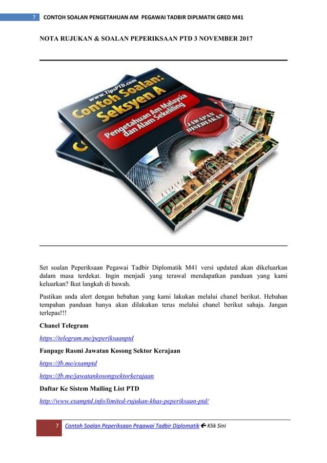 CONTOH SOALAN PTD/PEGAWAI TADBIR DIPLOMATIK | PDF
