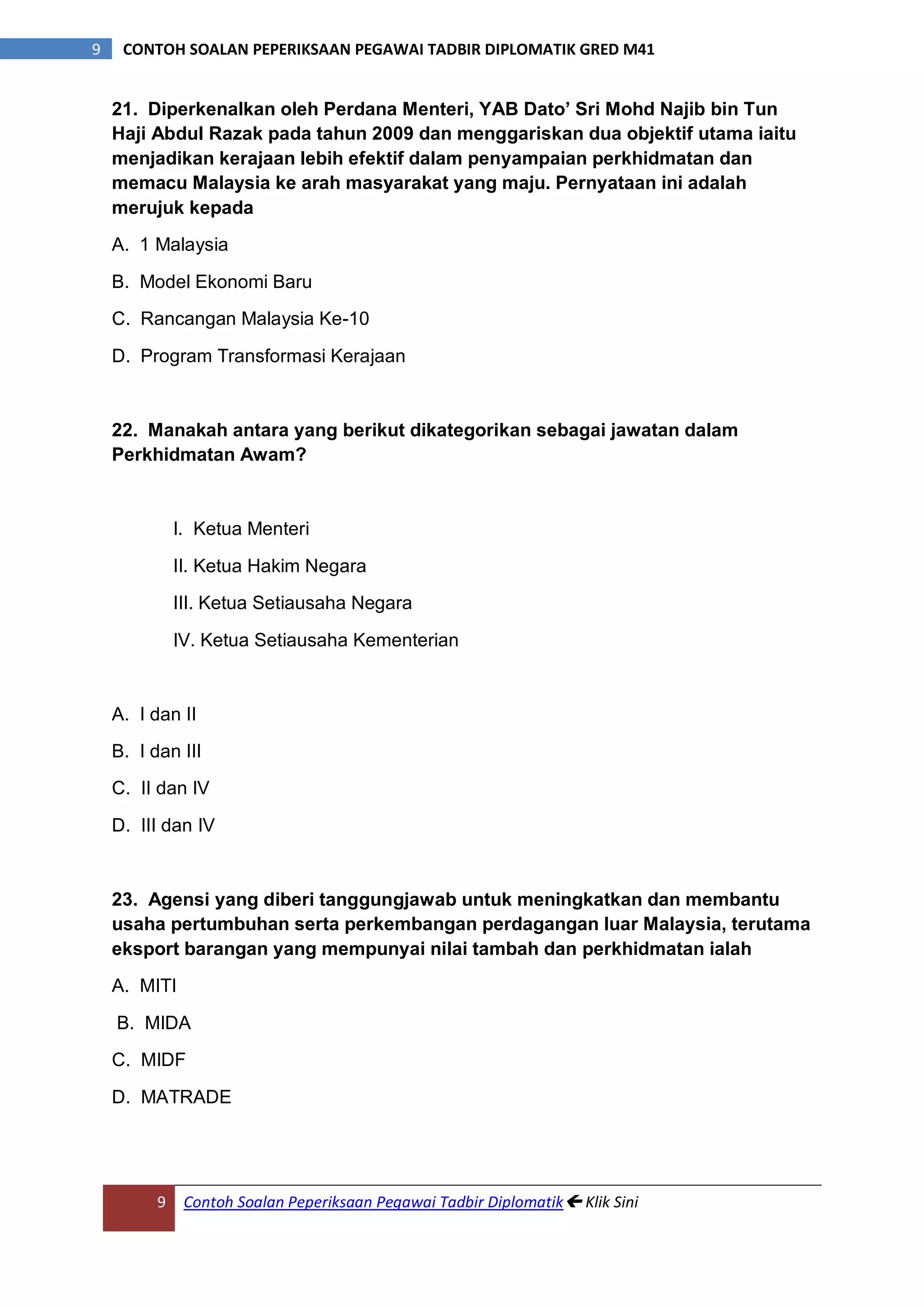 Contoh Soalan PTD Seksyen Pengetahuan AM 2018/2019 | PDF