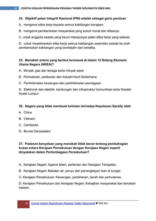 Contoh Soalan PTD Seksyen Pengetahuan AM 2018/2019 | PDF