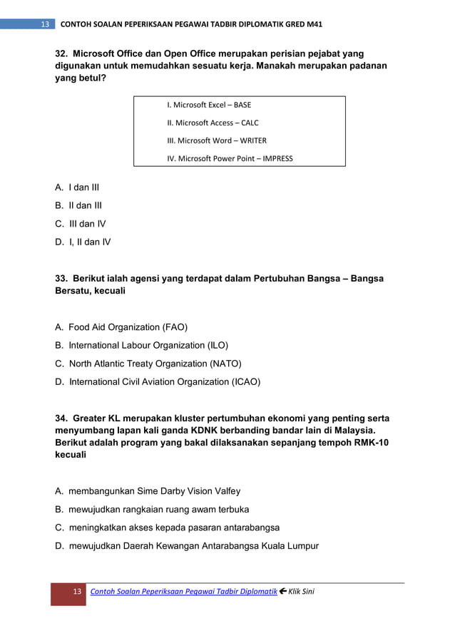 Contoh Soalan PTD Seksyen Pengetahuan AM 2018/2019 | PDF
