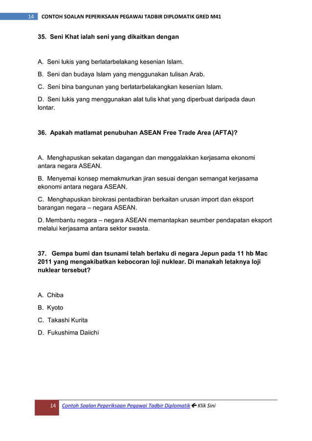 Contoh Soalan PTD Seksyen Pengetahuan AM 2018/2019 | PDF