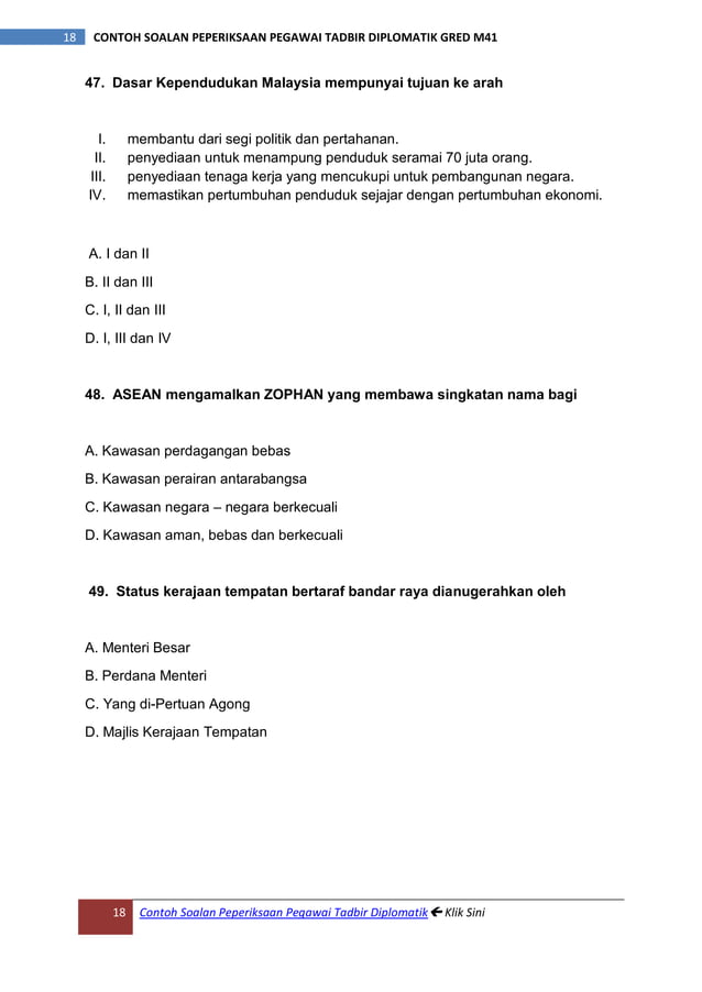 Contoh Soalan PTD Seksyen Pengetahuan AM 2018/2019 | PDF