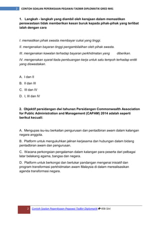 Contoh Soalan PTD Seksyen Pengetahuan AM 2018/2019 | PDF