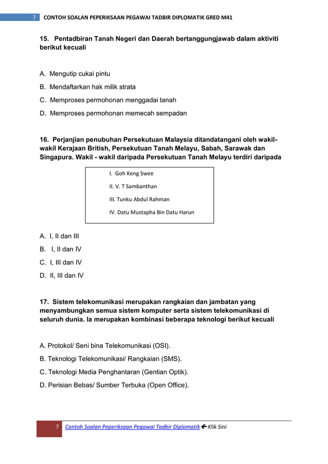 Contoh Soalan PTD Seksyen Pengetahuan AM 2018/2019 | PDF