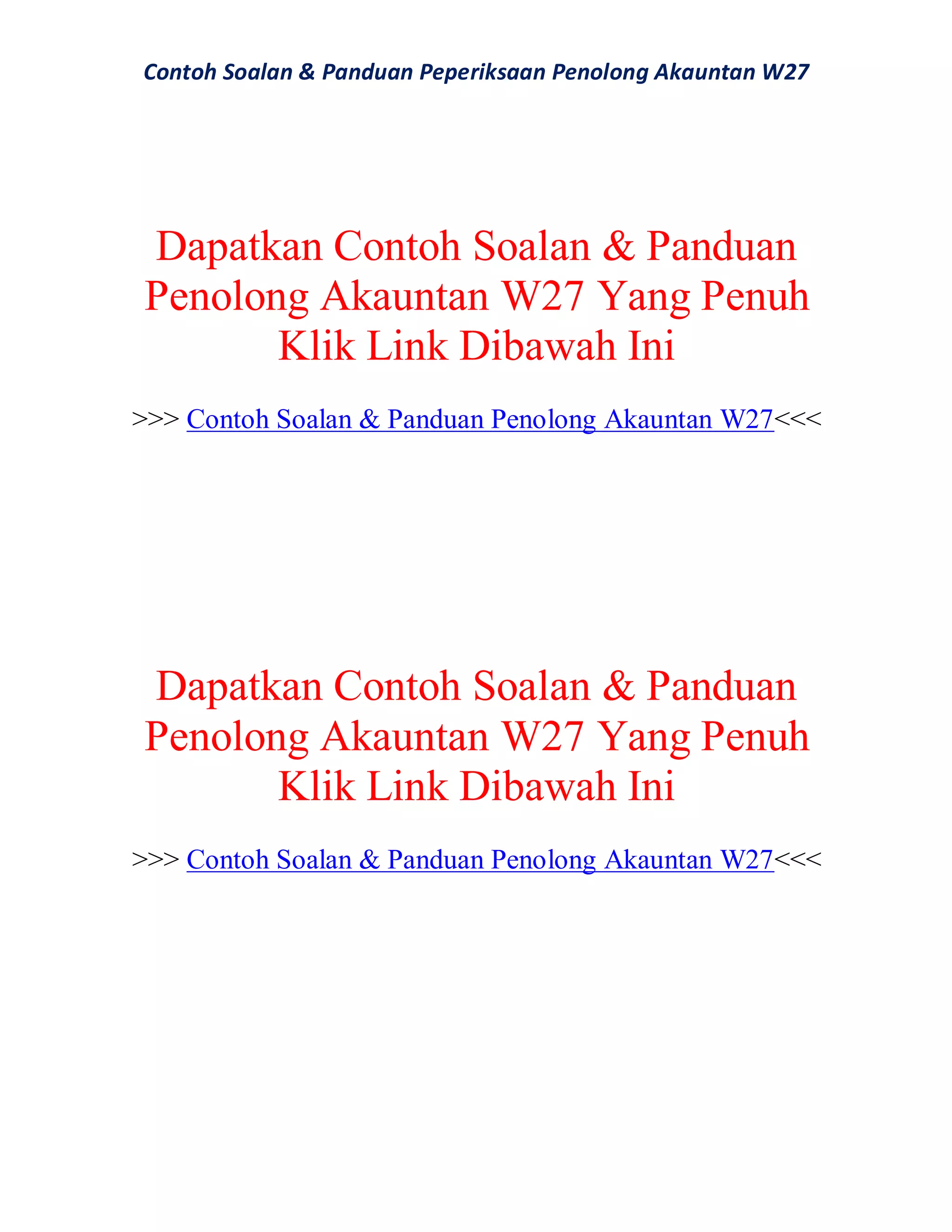 Contoh Soalan Peperiksaan Penolong Akauntan W27 | PDF