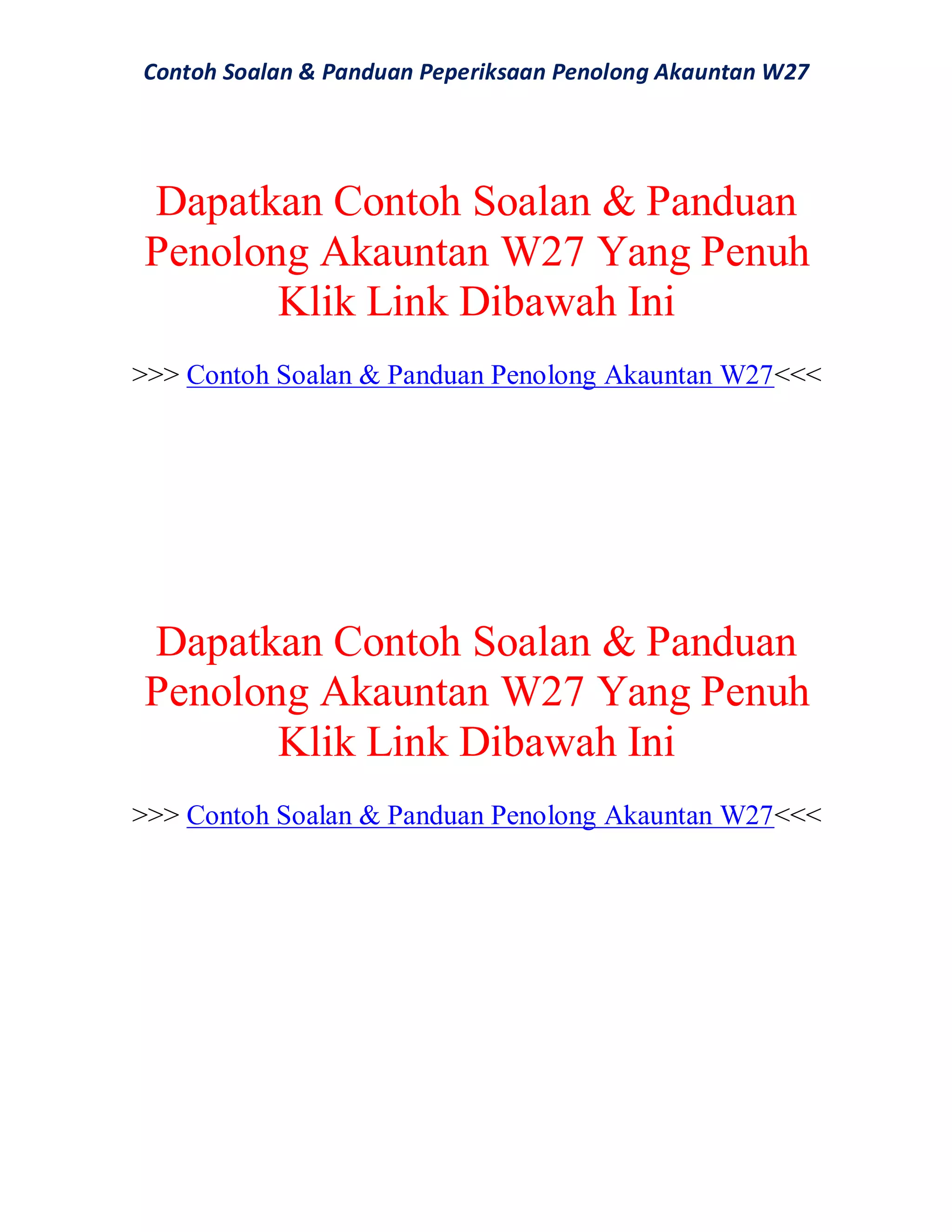 Contoh Soalan Peperiksaan Penolong Akauntan W27 | PDF