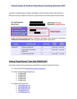 Contoh Soalan Peperiksaan Penolong Akauntan W27 | PDF