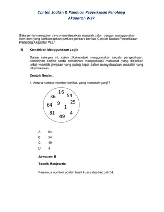 Contoh Soalan Peperiksaan Penolong Akauntan W27 | PDF