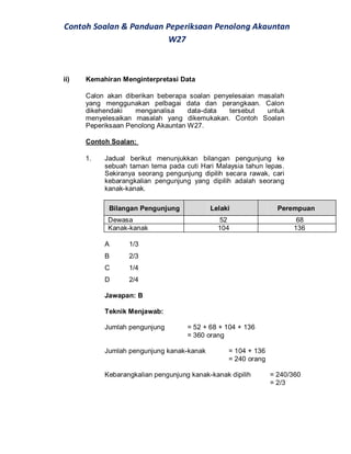 Contoh Soalan Peperiksaan Penolong Akauntan W27 | PDF