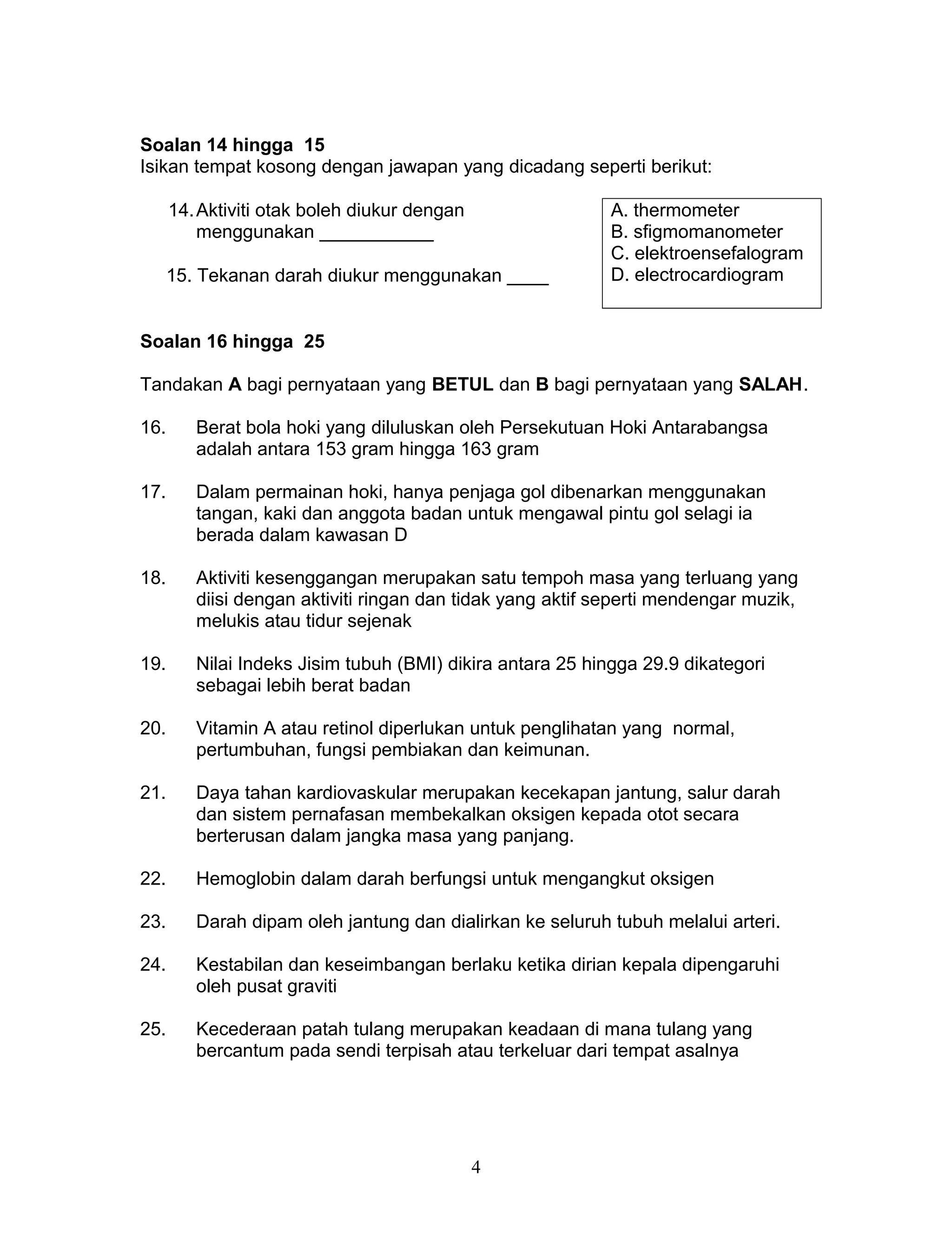 Contoh soalan pjk tahun 5 | DOC