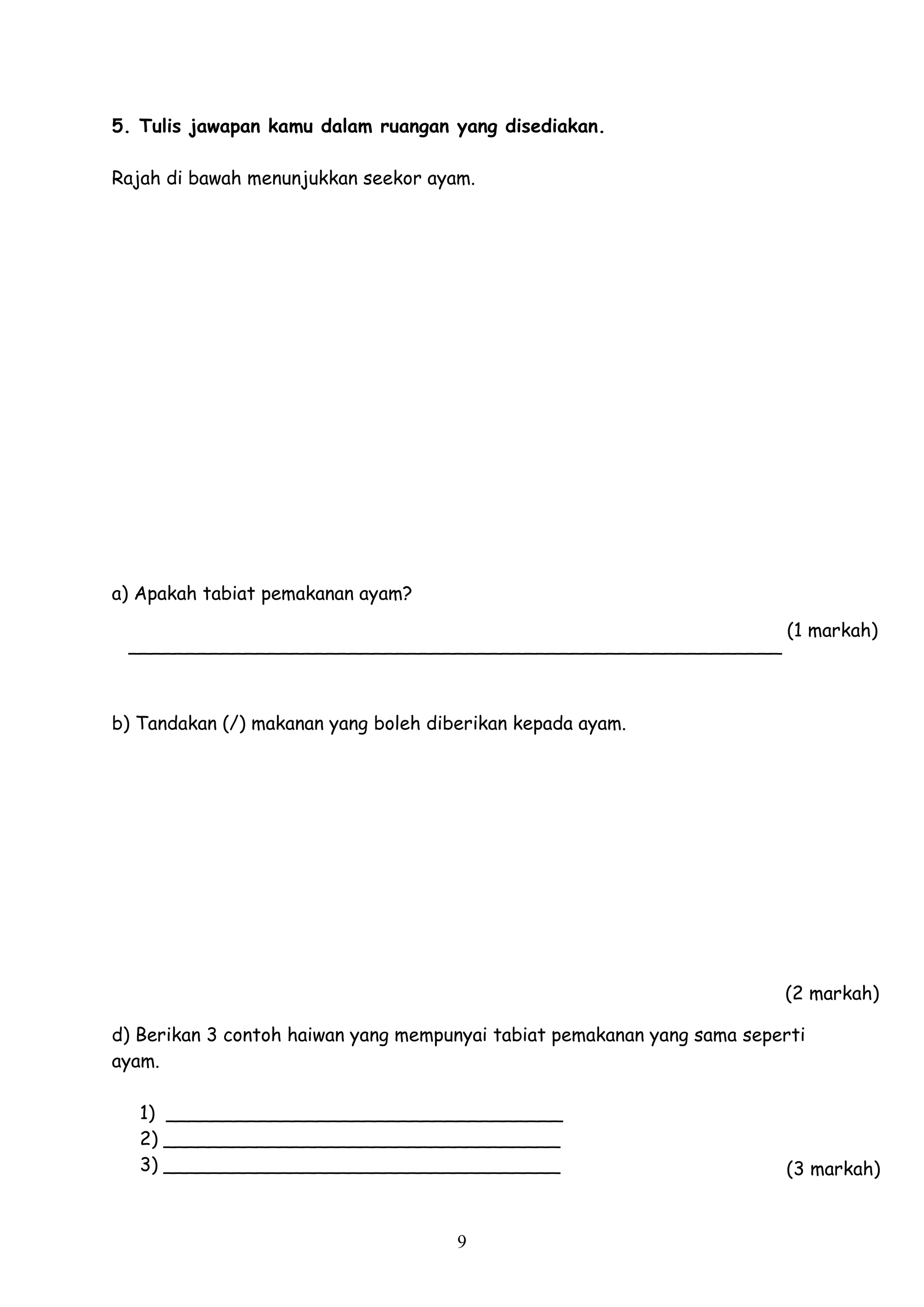 Contoh Soalan Sains Tahun 3 Docx