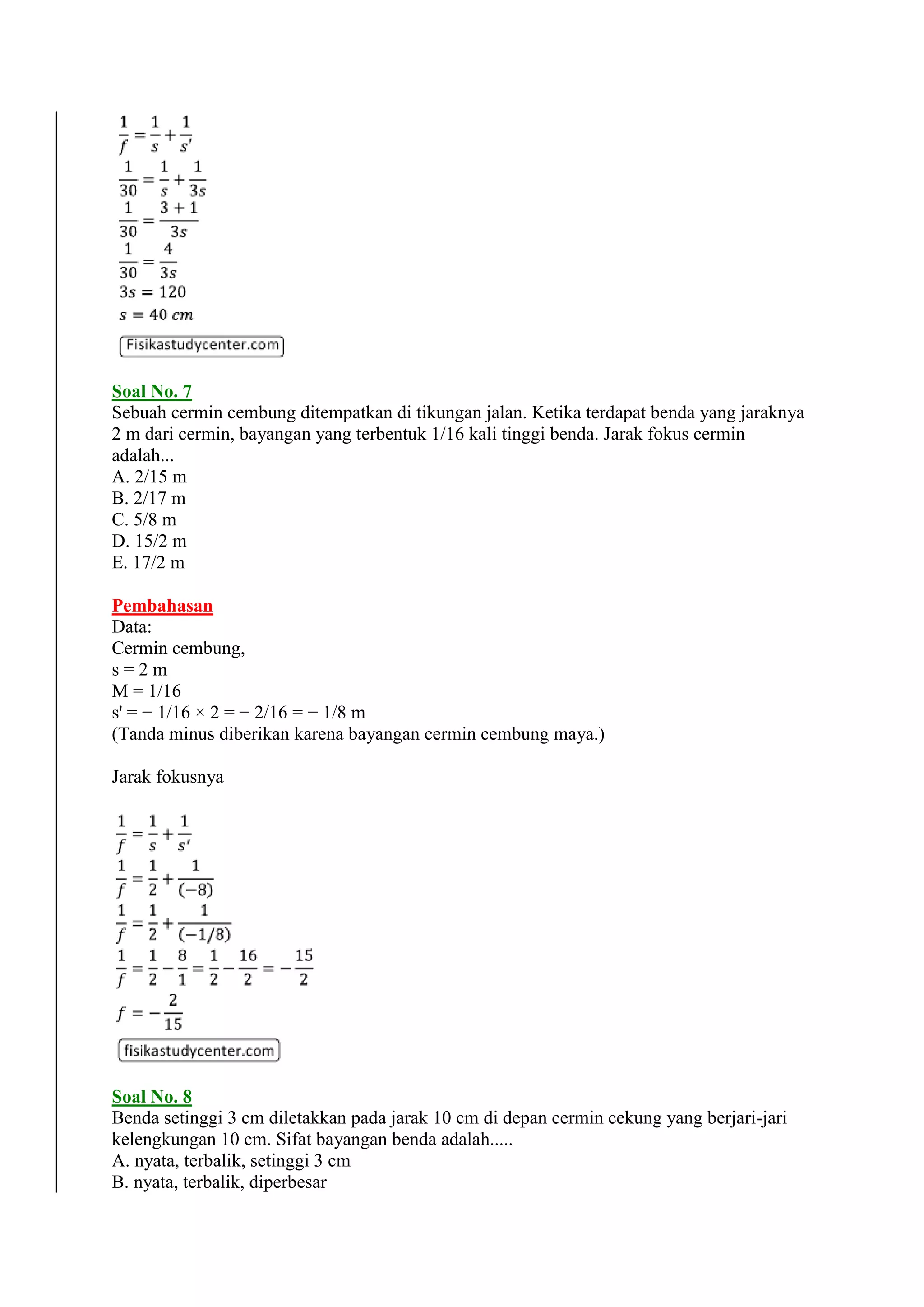 Contoh soal cahaya kelas p3b | DOCX