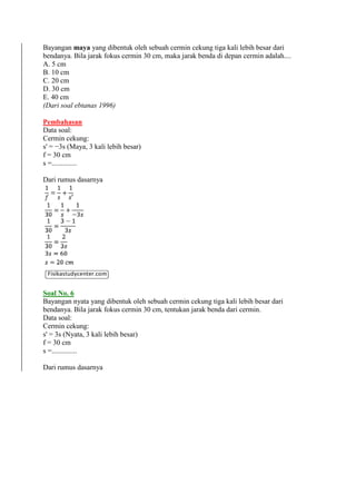 Contoh soal cahaya kelas p3b | DOCX