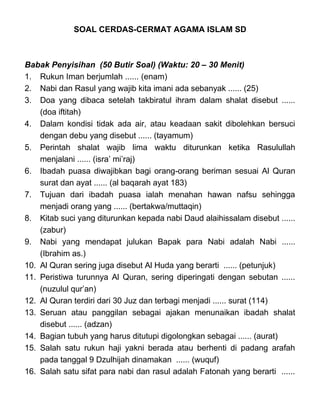 contoh soal cerdas cermat agama islam sd.doc