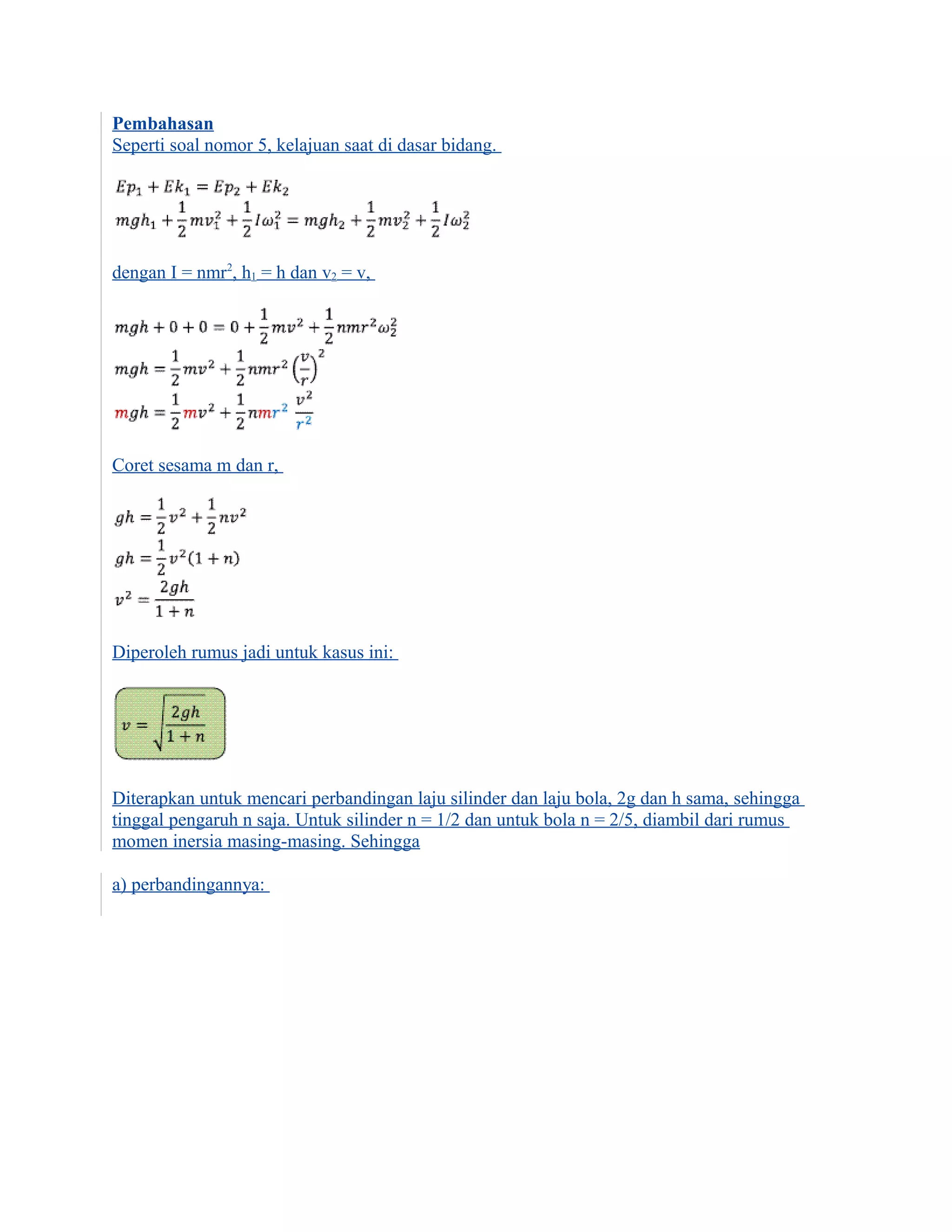 Contoh soal dan pembahasan dinamika rotasi | PDF
