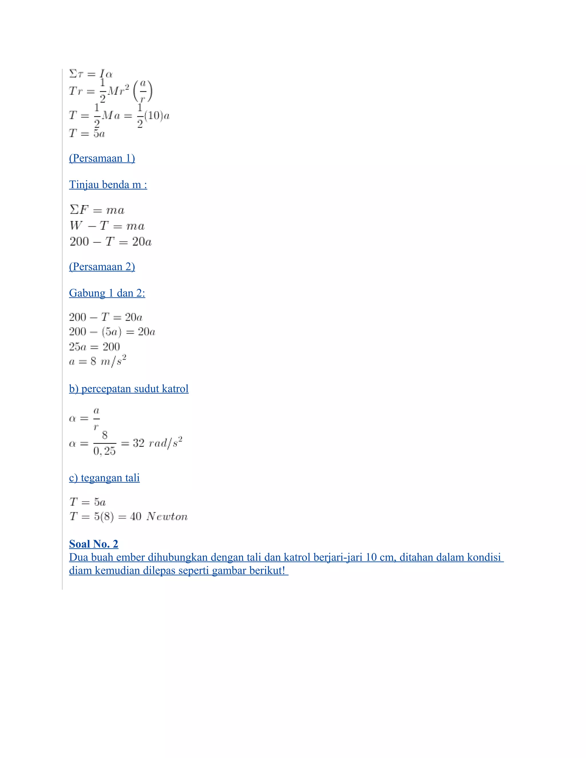 Contoh soal dan pembahasan dinamika rotasi | PDF