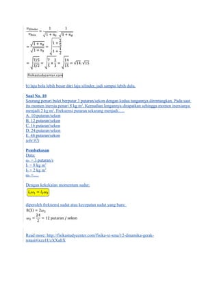 Contoh soal dan pembahasan dinamika rotasi | PDF