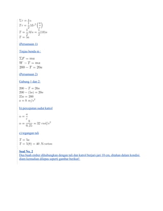 Contoh soal dan pembahasan dinamika rotasi | PDF