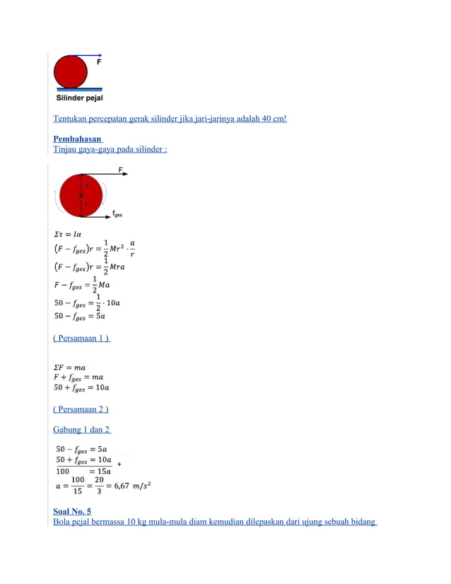 Contoh soal dan pembahasan dinamika rotasi | PDF