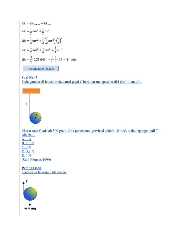 Contoh soal dan pembahasan dinamika rotasi | PDF