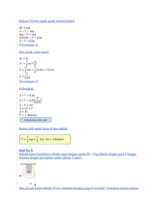 Contoh soal dan pembahasan dinamika rotasi | PDF