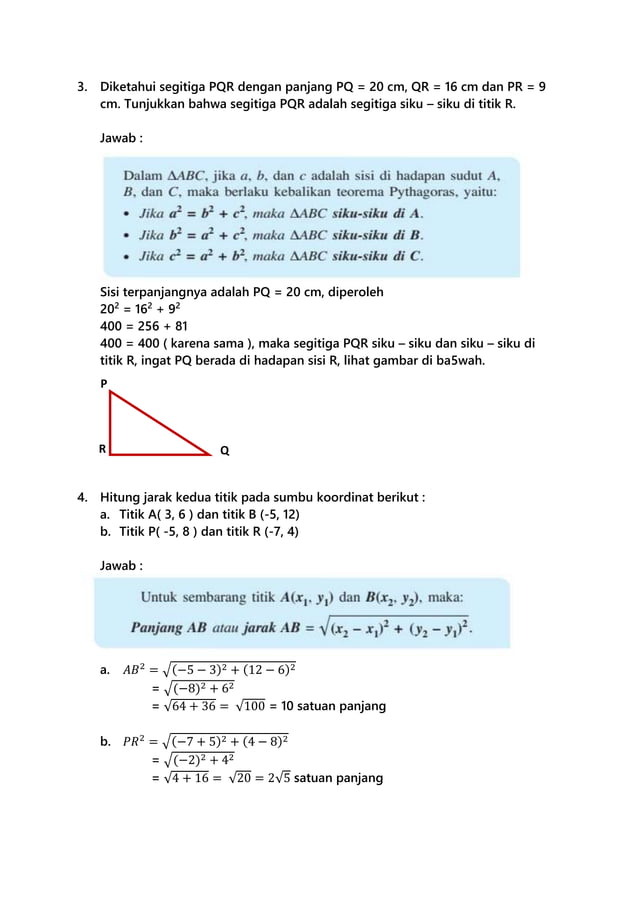 Contoh soal dan pembahasan teori phitagoras | PDF