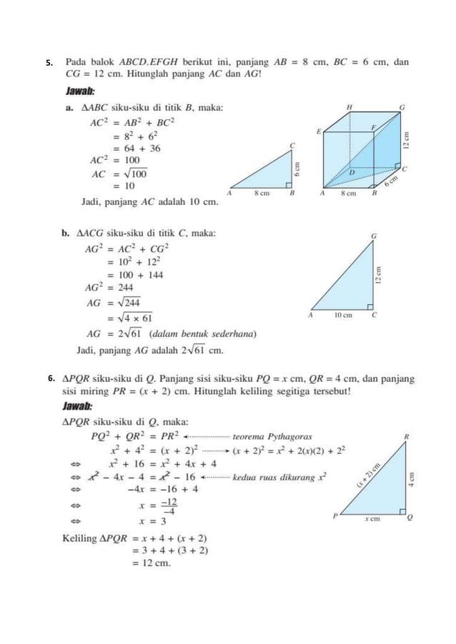 Contoh soal dan pembahasan teori phitagoras | PDF