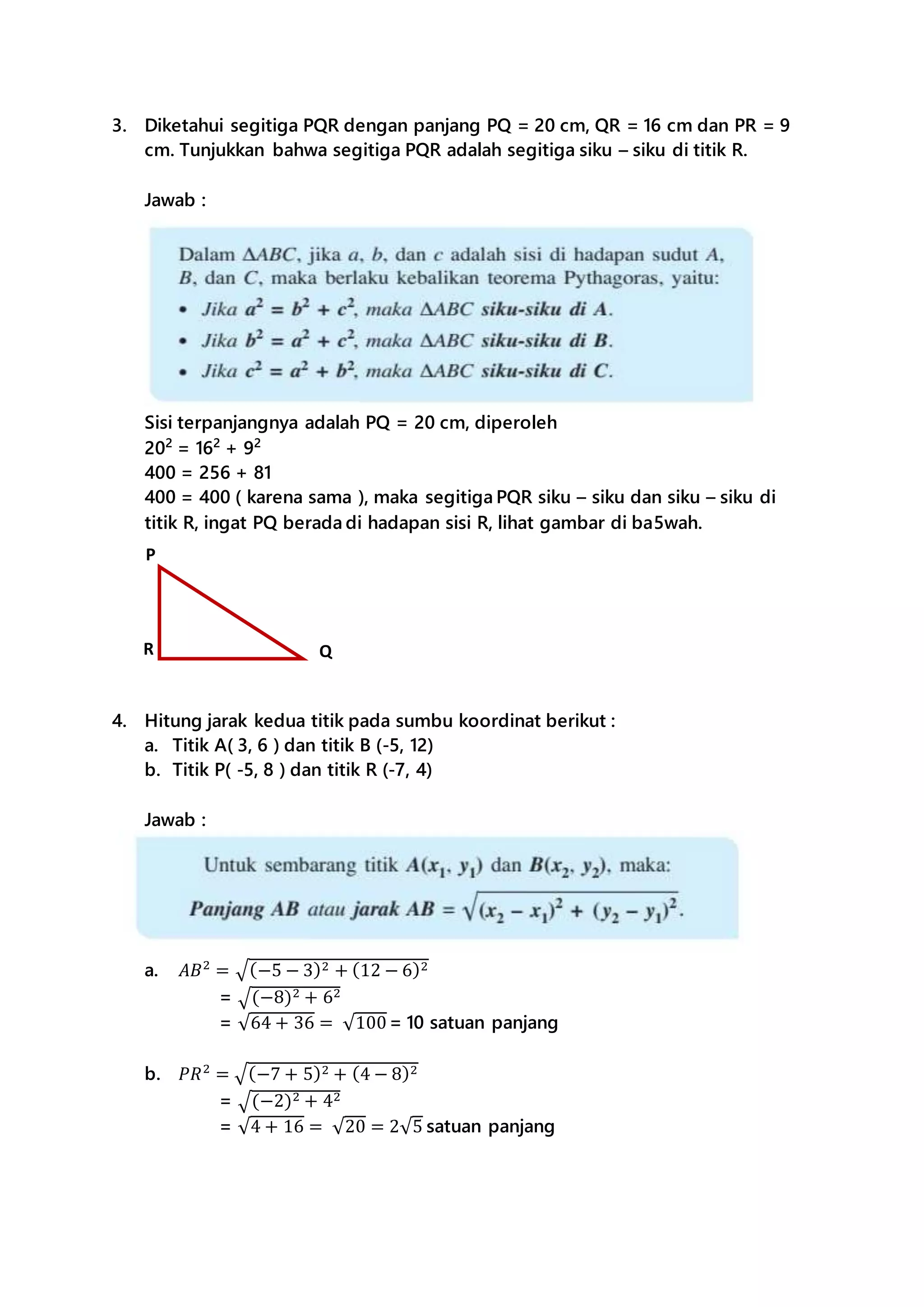 Contoh soal dan pembahasan teori phitagoras | PDF