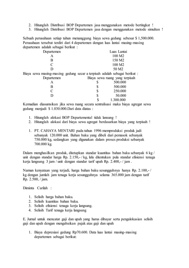 Contoh soal dan penyelesaian departementalisasi bop | DOCX