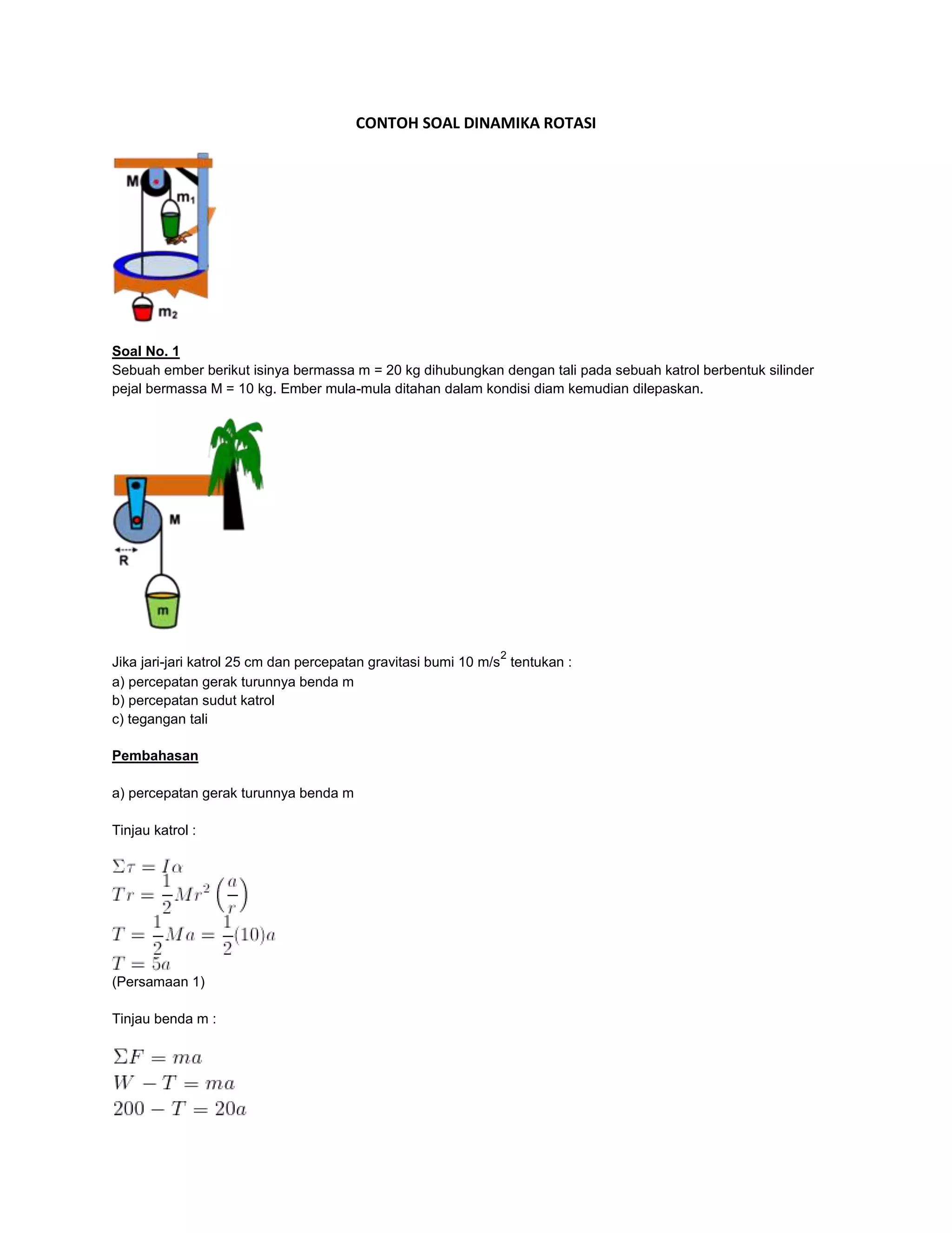 Contoh soal dinamika rotasi | DOCX