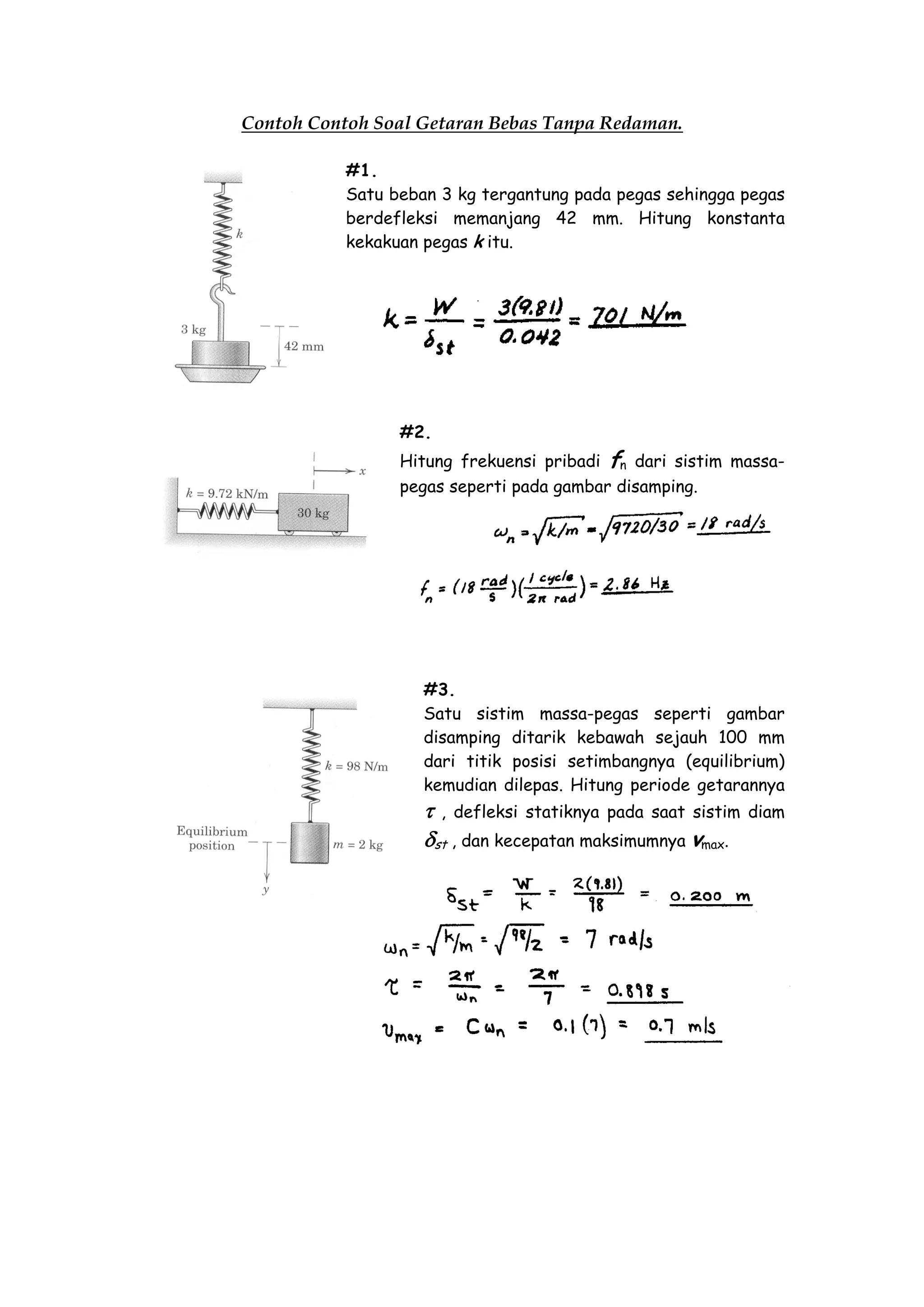 Contoh soal getaran bebas tanpa redaman | PDF