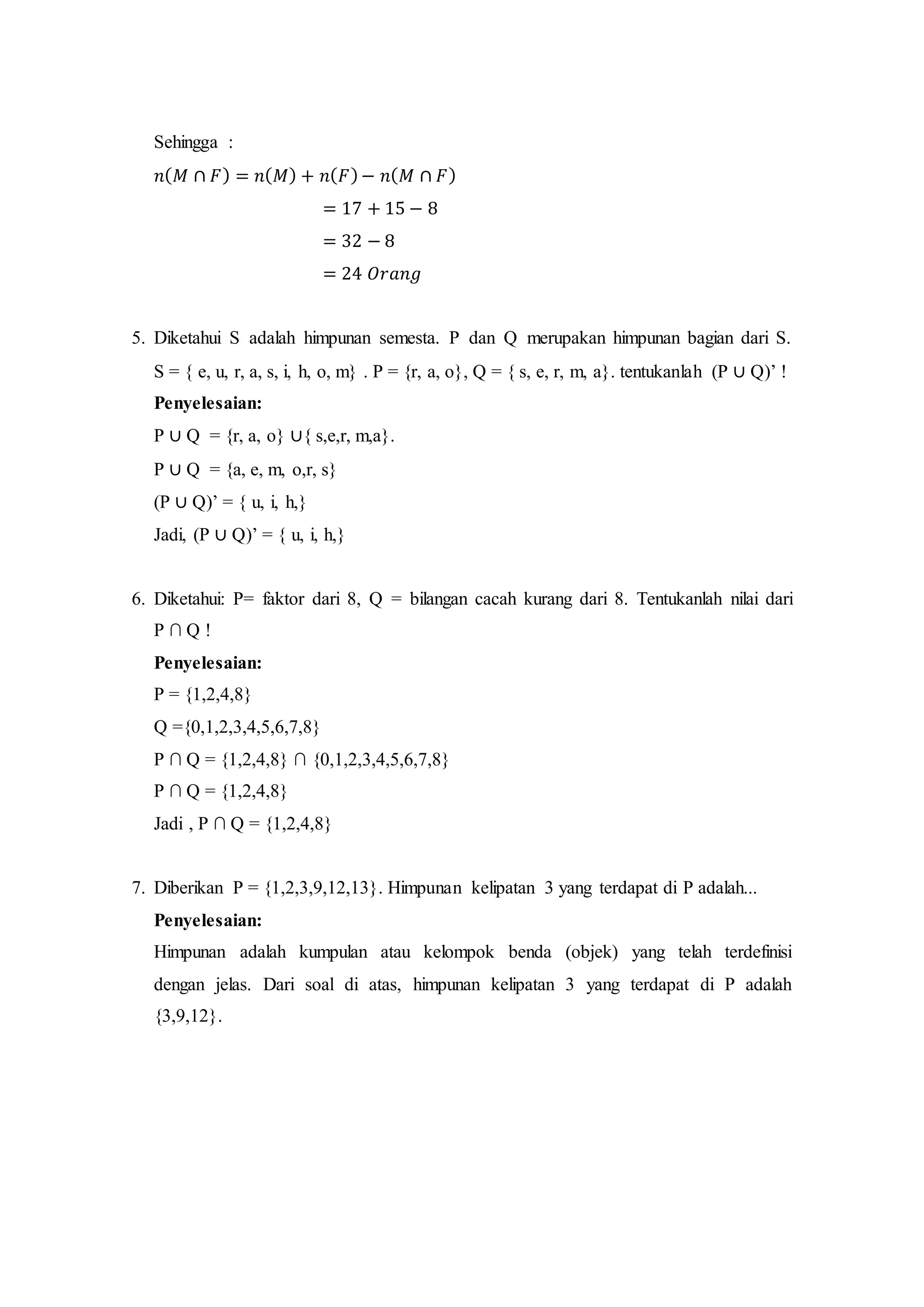 Contoh Soal Himpunan | DOCX