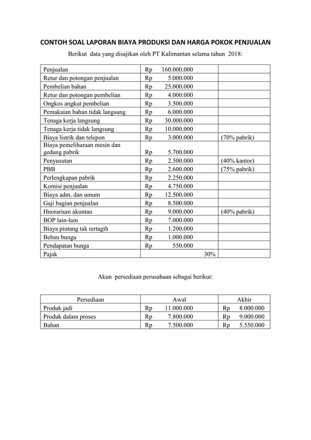 Contoh soal hpp | PDF