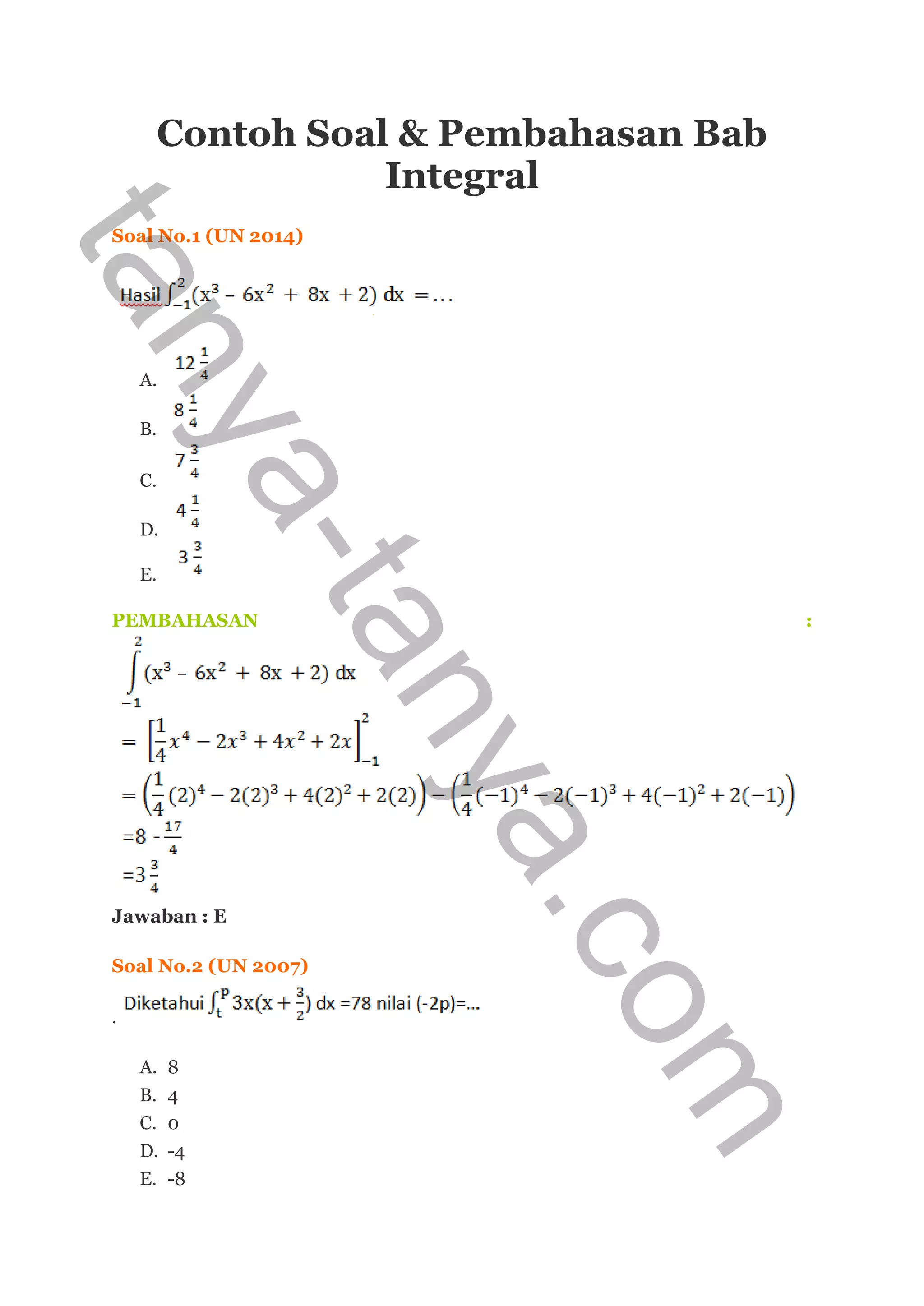 Contoh soal integral | PDF