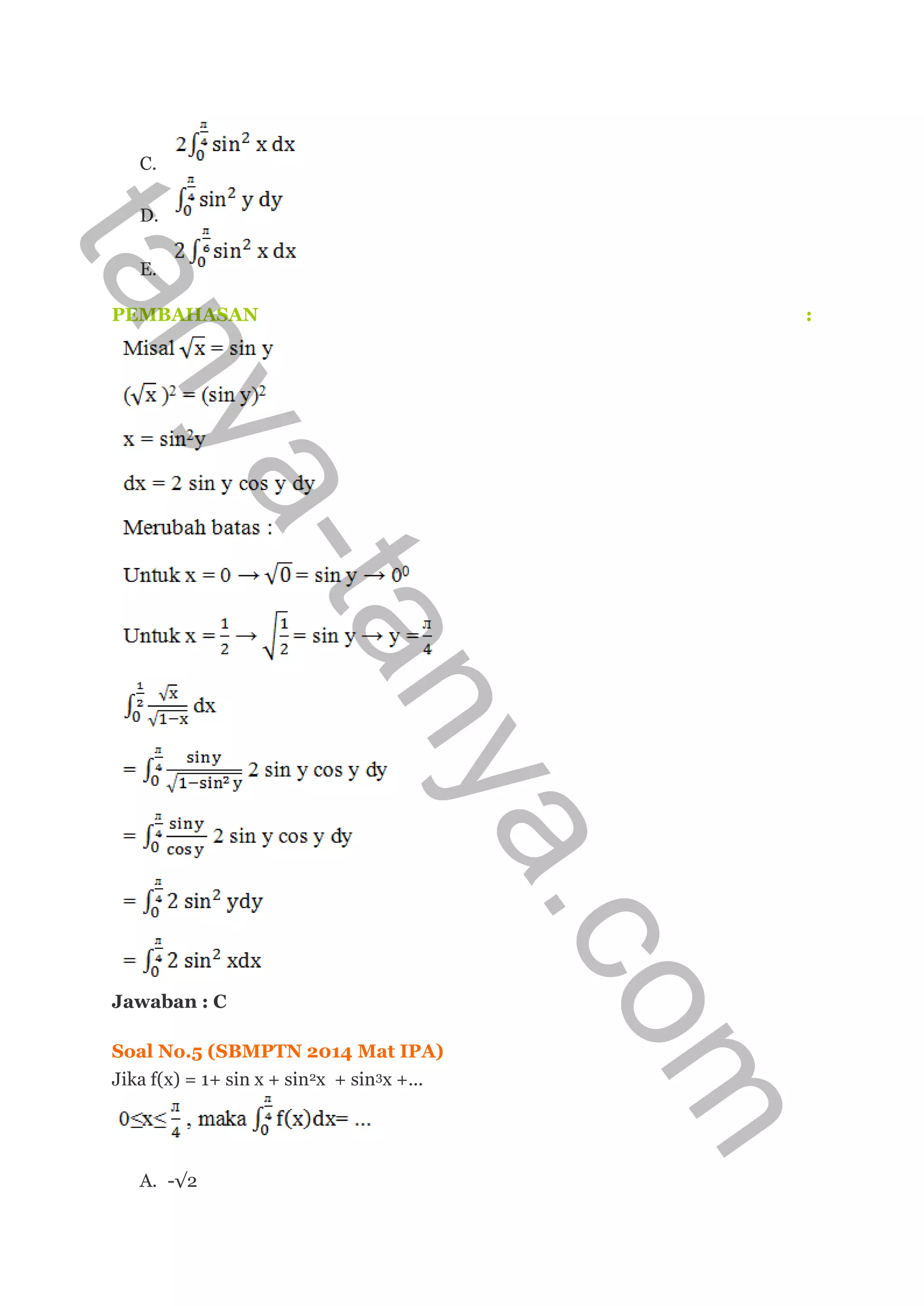 Contoh soal integral | PDF