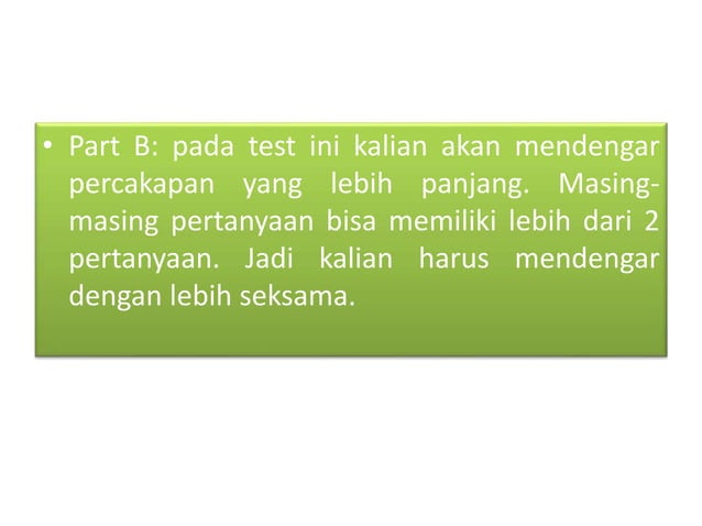 Contoh soal listening TOEFL PBT PART 3 | PPTX