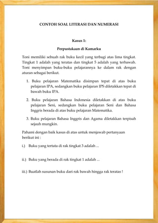 Contoh soal literasi dan numerasi OSNSMP | PDF