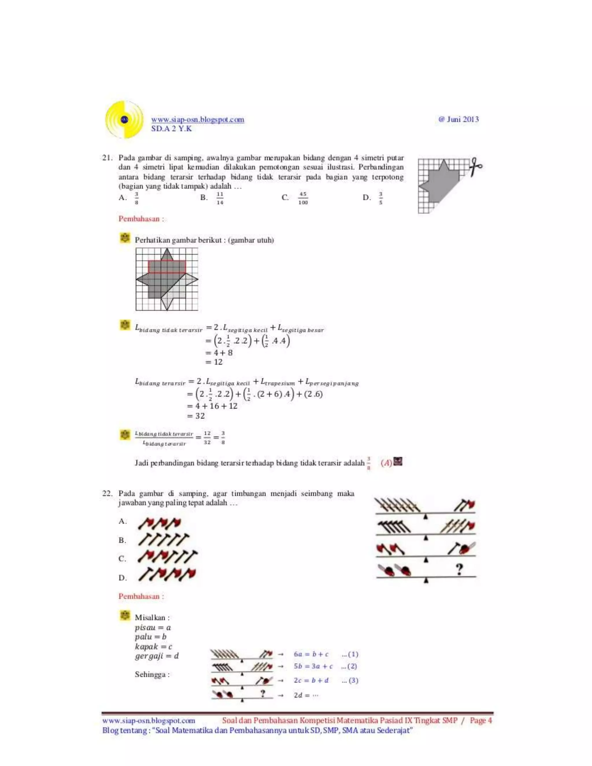 Contoh soal olimpiade matematika dikri dan thoha | PDF