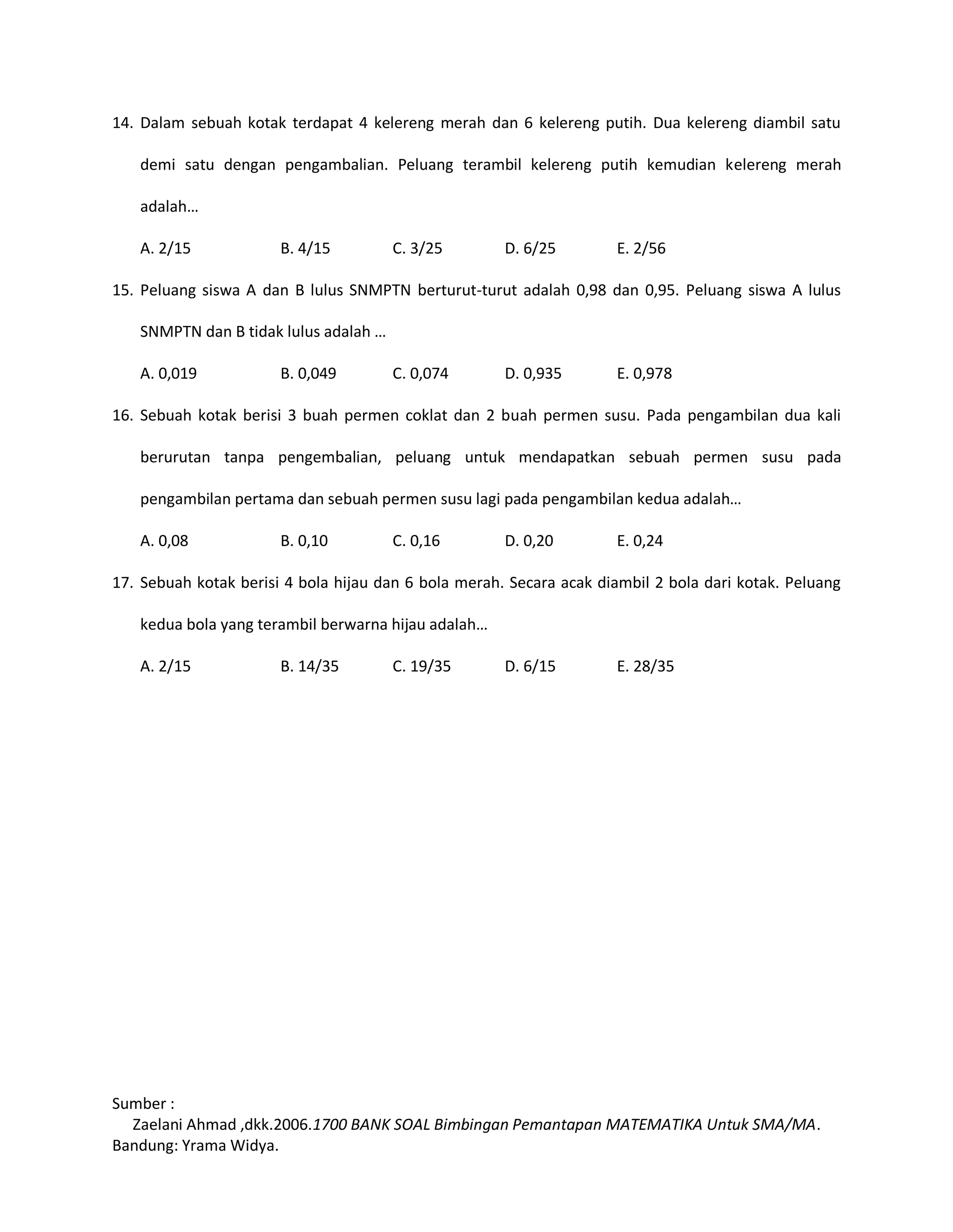 Contoh soal peluang | PDF