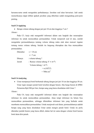 Contoh soal penerapan taksonomi bloom revisi | DOCX