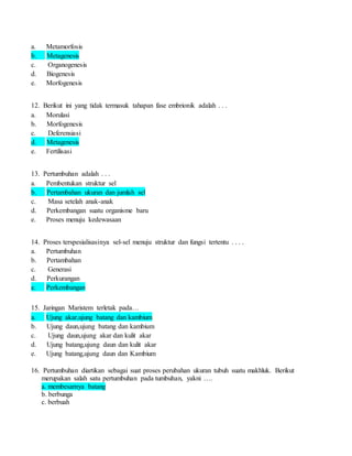 SOAL DAN PEMBAHASAN PERTUMBUHAN DAN PERKEMBANGAN | DOCX