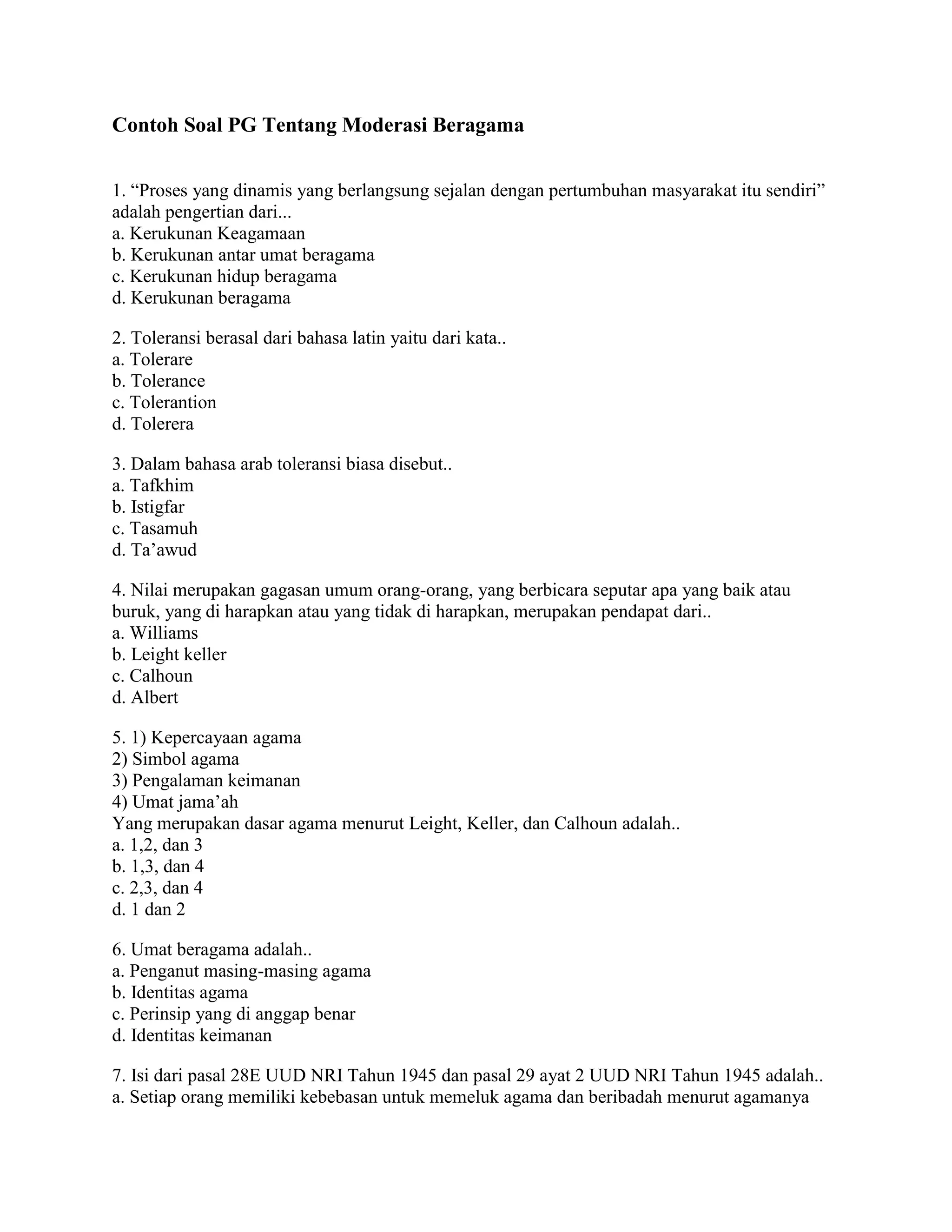 Contoh Soal PG Tentang Moderasi Beragama.docx