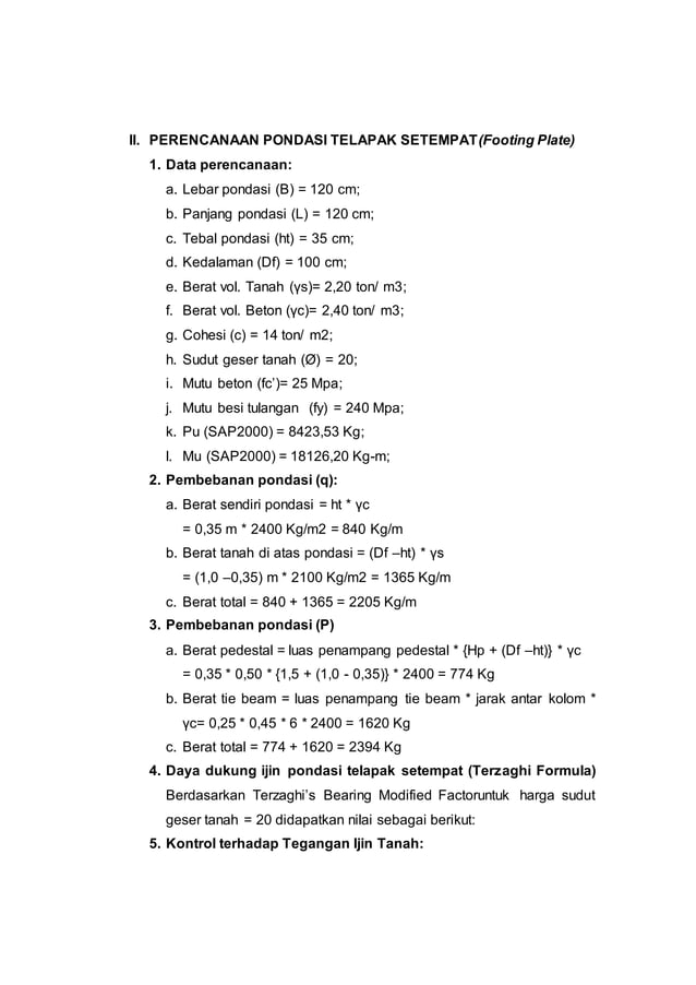 Contoh soal pondasi telapak | PDF Contoh soal pondasi telapak | PDF