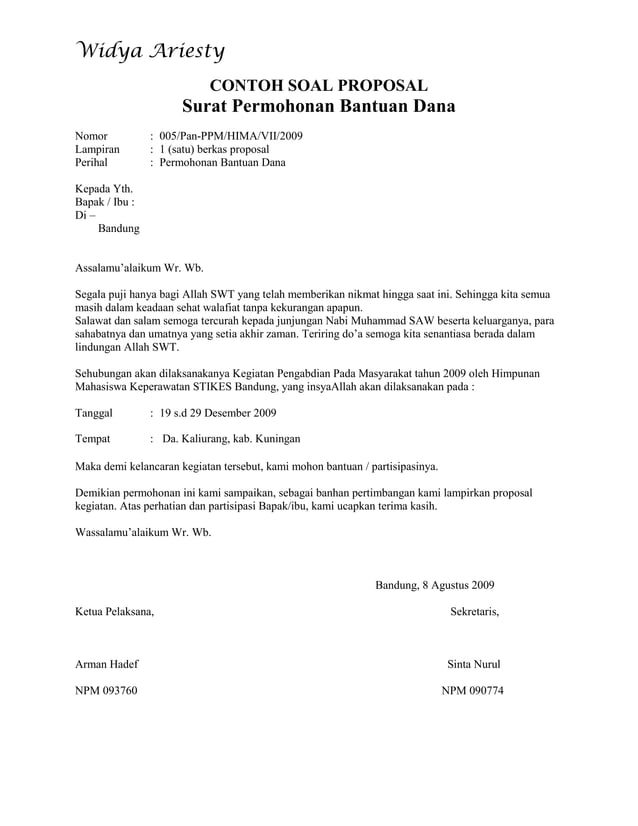 Contoh soal proposal | DOCX