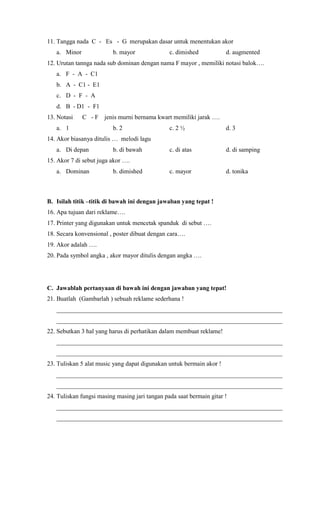 CONTOH SOAL PTS SDBD KELAS VI SEMESTER 2 | PDF